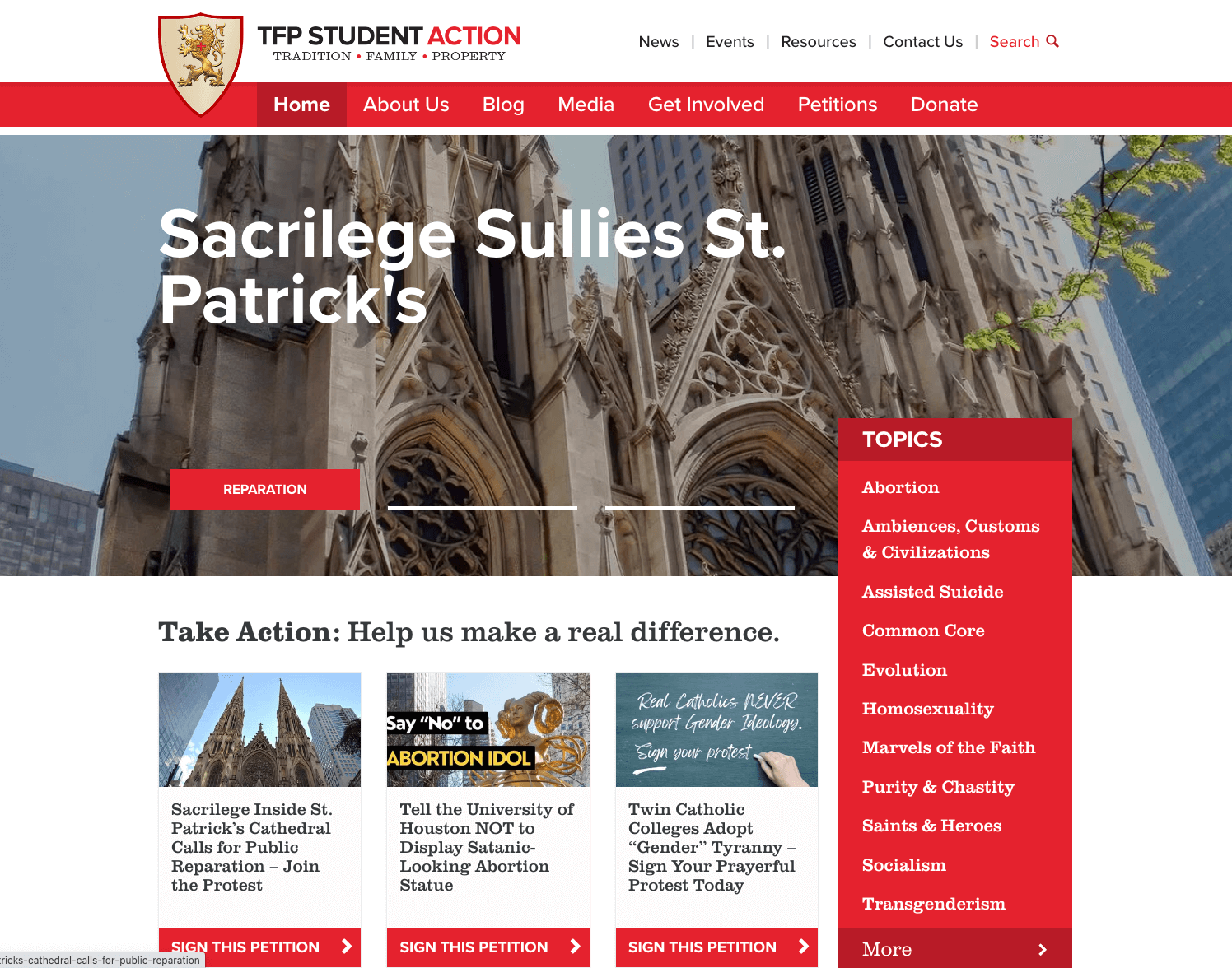 TFP Student Action | Catholic Young Adults
